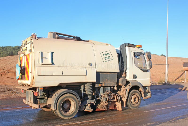 Road sweeper at work stock photo. Image of work, driver - 159864822