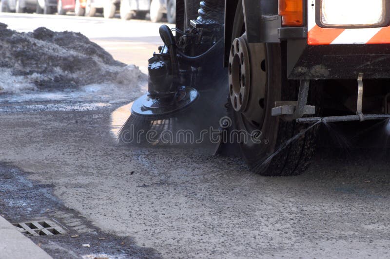 Road Sweeping Vehicle and Road Cleaning Stock Photo - Image of economic ...