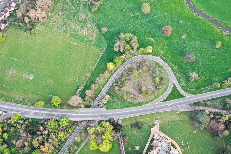 Road system stock photo. Image of town, fields, aerial - 45236602
