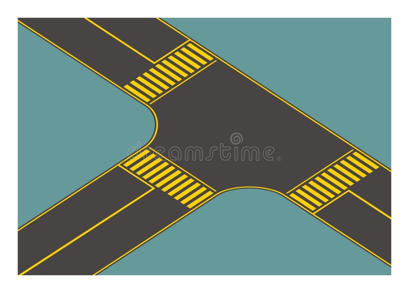 Road T Junction in Isometric View. Simple Flat Illustration Stock ...