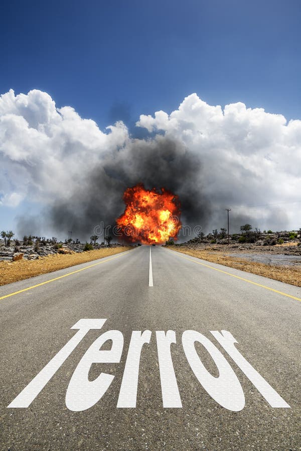 Road with text TERROR stock image. Image of speed, sign - 49221131
