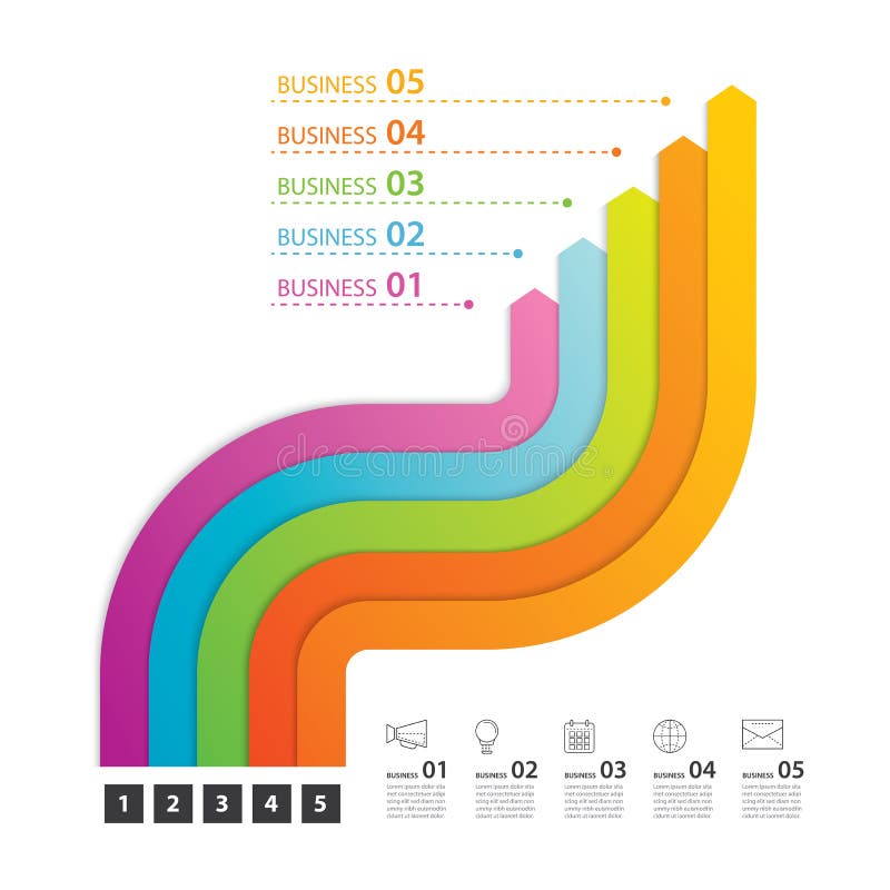 Road Timeline Infographics Business With 5 Path Step Template ...