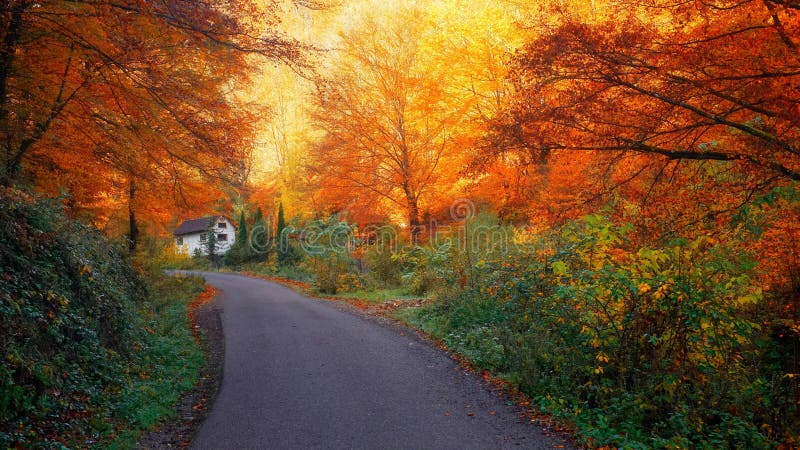 The road to autumn stock image. Image of road, nature - 268505579