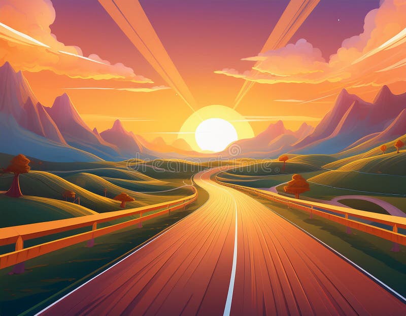 A road to bright future stock illustration. Illustration of yellow ...