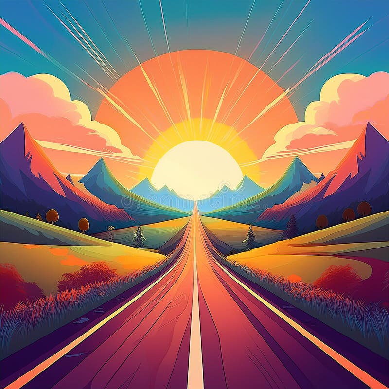 A road to bright future stock illustration. Illustration of generated ...