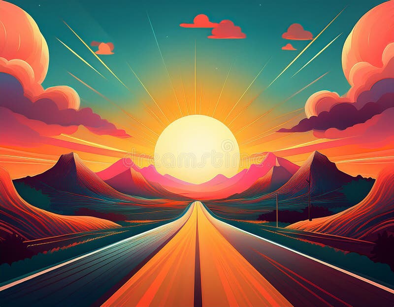 A road to bright future stock illustration. Illustration of symmetry ...