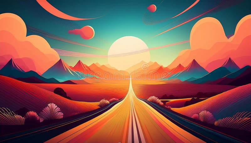 A road to bright future stock illustration. Illustration of cartoon ...