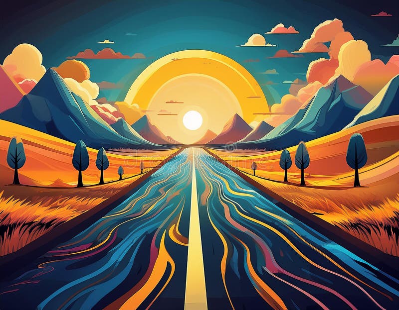 A road to bright future stock illustration. Illustration of font ...