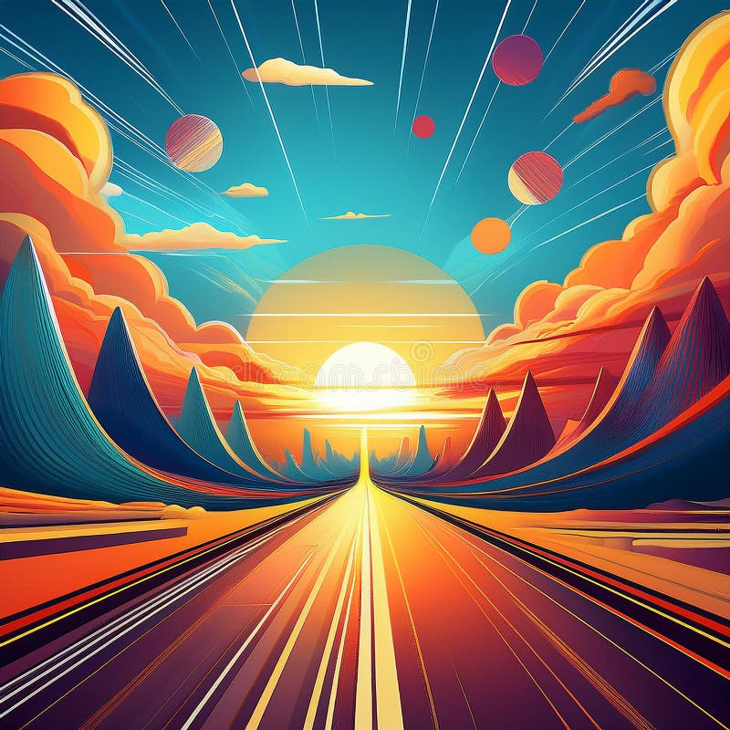 A road to bright future stock illustration. Illustration of road ...