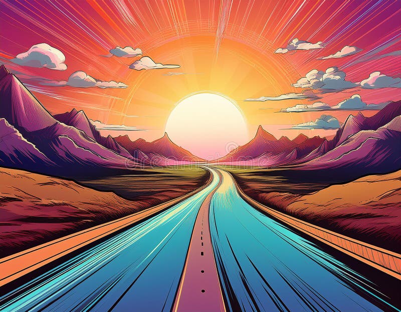 A road to bright future stock illustration. Illustration of outdoors ...