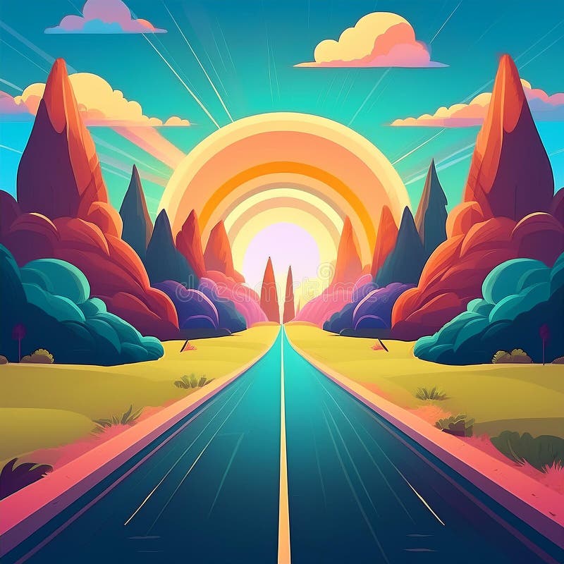 A road to bright future stock illustration. Illustration of outdoors ...