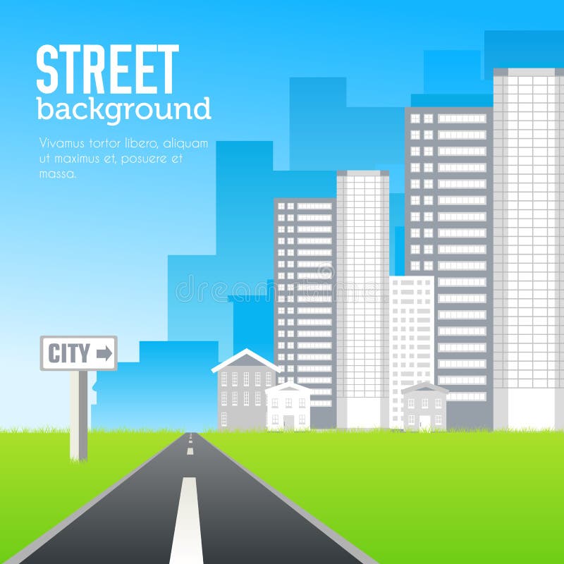 Road To the City on Flat Style Background Concept. Vector Illustration ...