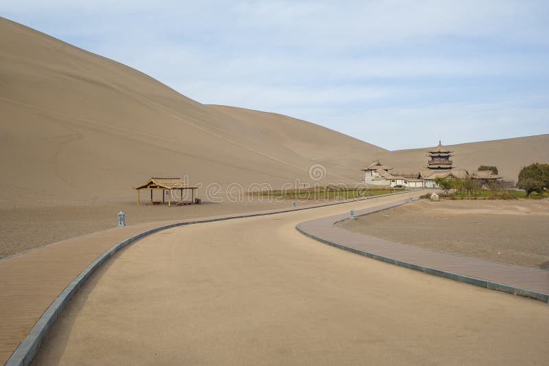 A Road To the Cresent Spring and Mingyue Pavilion Stock Image - Image ...