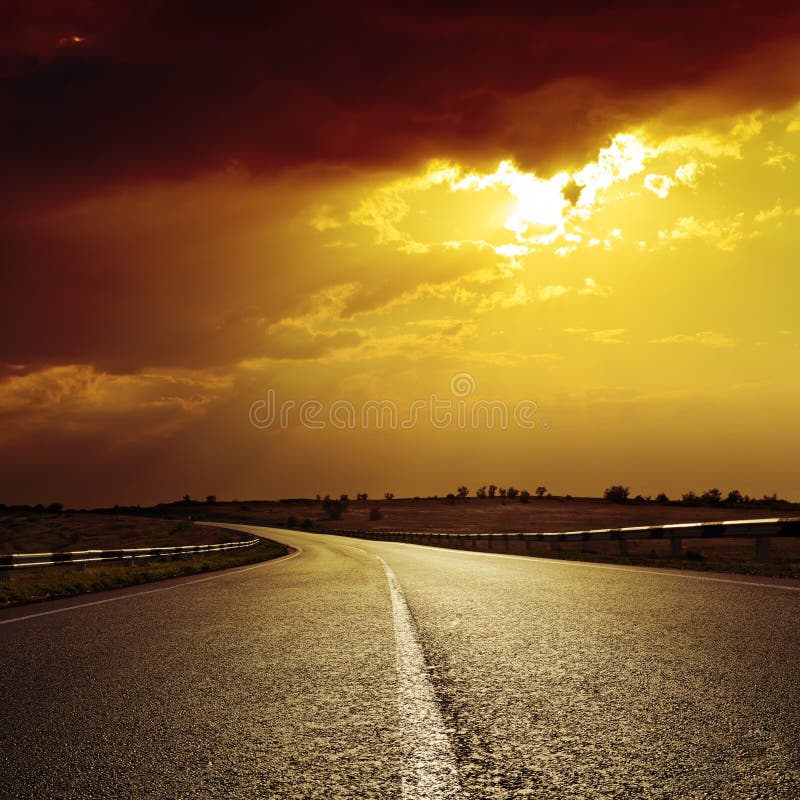 Road to dramatic sunset stock image. Image of country - 25472173