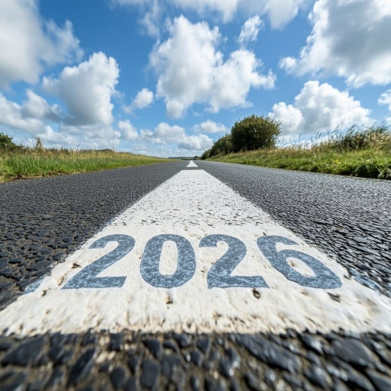 Road To 2026 Empty Asphalt Highway with 2026 Marked on the Lane Divider ...