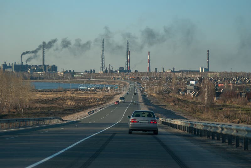 Road to factory stock image. Image of pollution, town - 54768459