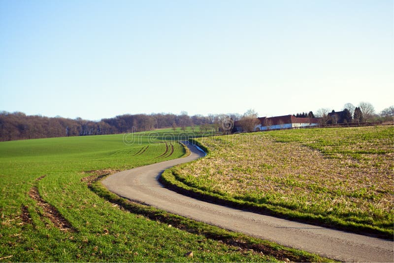 Road to farm house stock image. Image of shape, meadow - 24206571
