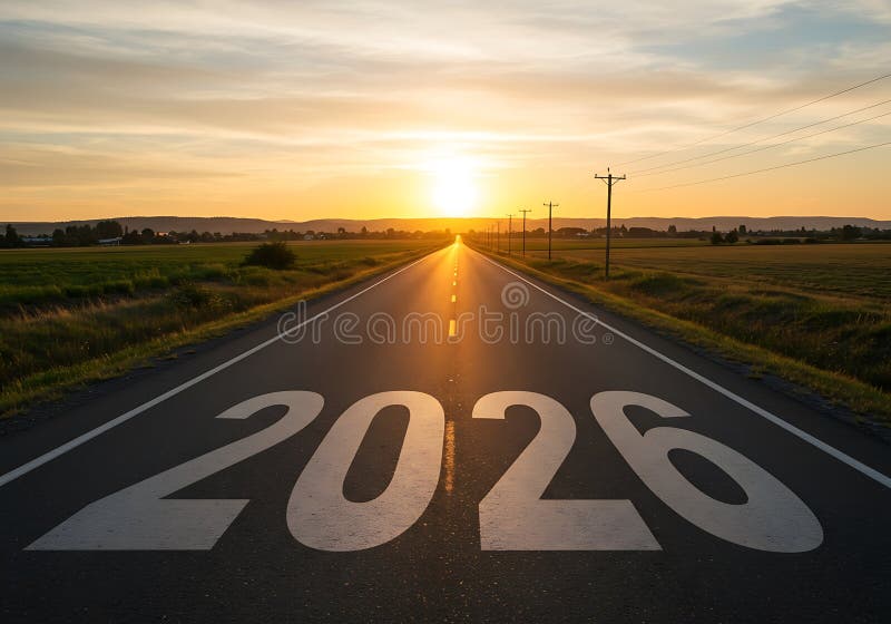 Road To the Future Represents the Year 2026 with Sunrise and ...