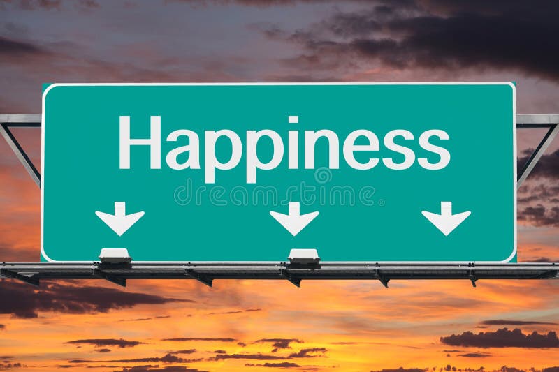 Road sign to happiness stock image. Image of sign, living - 16940741