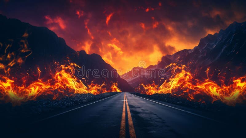 Road To Hell. 3D Render of a Road Leading To Hell Stock Vector - Illustration of destruction ...