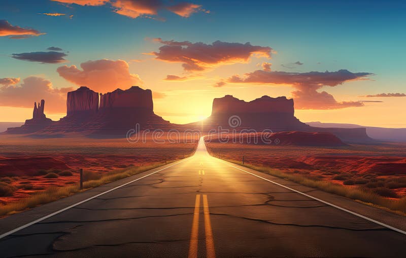 Road To the Horizon. Landscape with Endless Highway. Generated AI ...