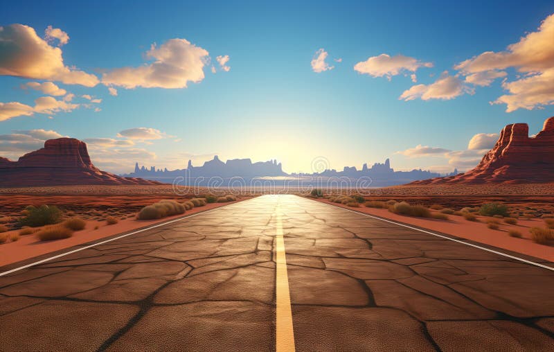Road To the Horizon. Landscape with Endless Highway. Generated AI ...