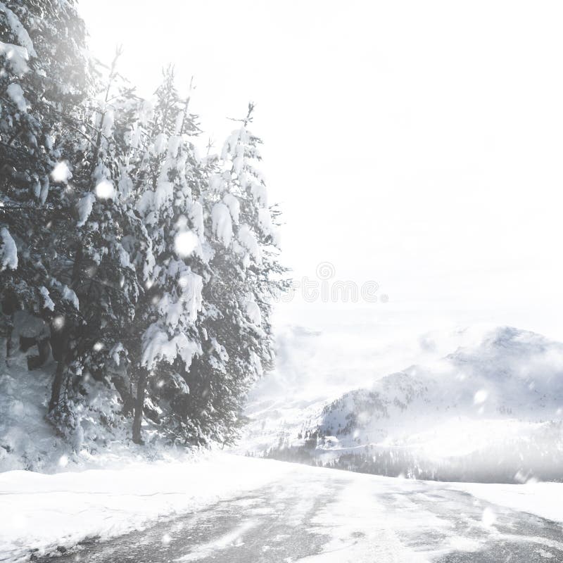 The Road To Isolation. CGI Shot of a Snow Covered Road Running through ...