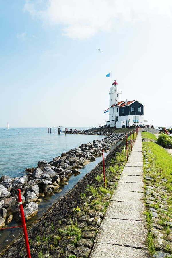 The Road To Lighthouse, Marken, Netherlands Stock Image - Image of roof ...