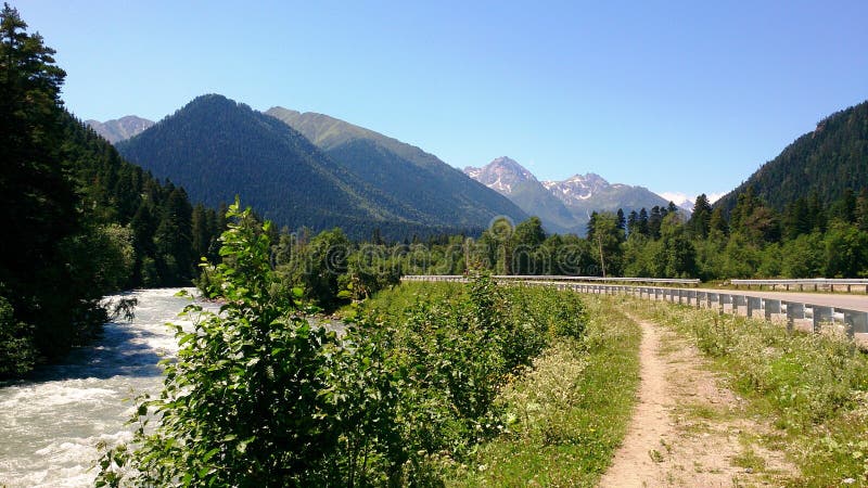 Road To the Mountains Against the Sky Stock Image - Image of path ...