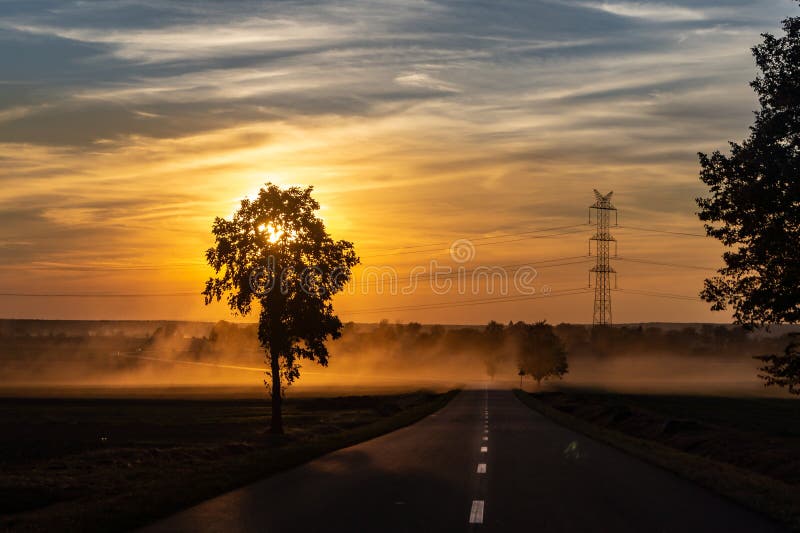 Wayside Sunset. Road To Nowhere Stock Photo - Image of emptiness ...