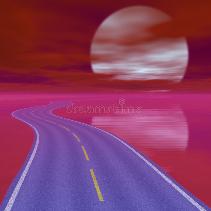 Road to the pink world stock illustration. Illustration of street ...