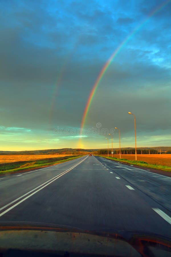 Road to the rainbow stock photo. Image of road, street - 9871776