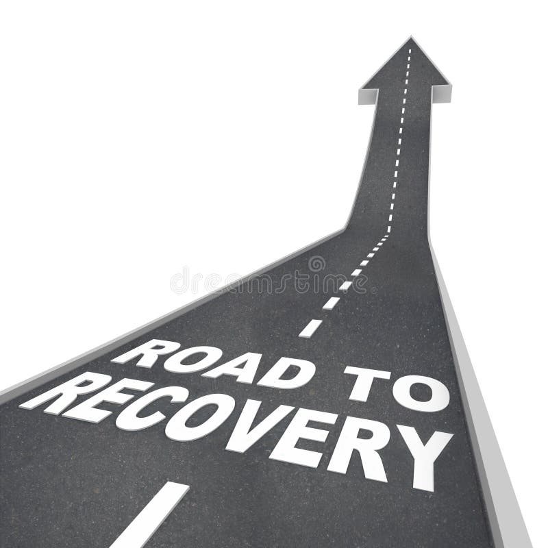 Road To Recovery Words on Pavement - Up Arrow Stock Illustration ...
