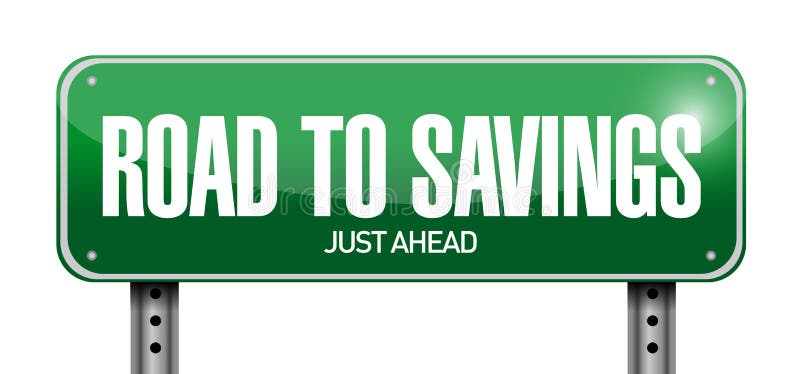 Savings Ahead Save Money Road Freeway Sign Stock Illustration ...