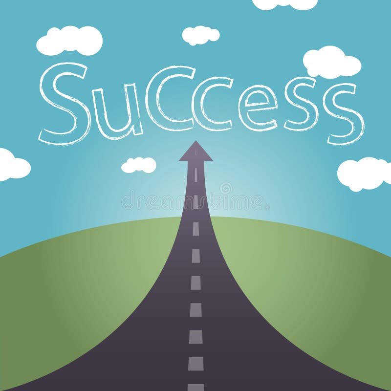 The Road To Success is Not Far and Cloudy Sky Stock Vector ...