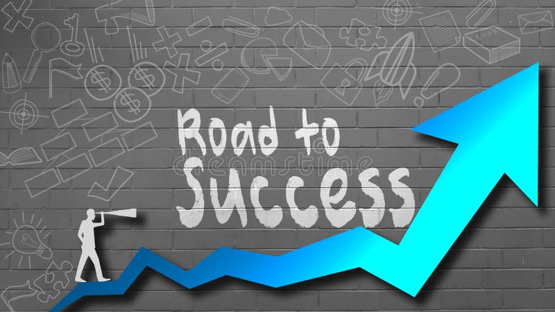 Road To Success Word for Success Concept with Blue Arrow Stock ...
