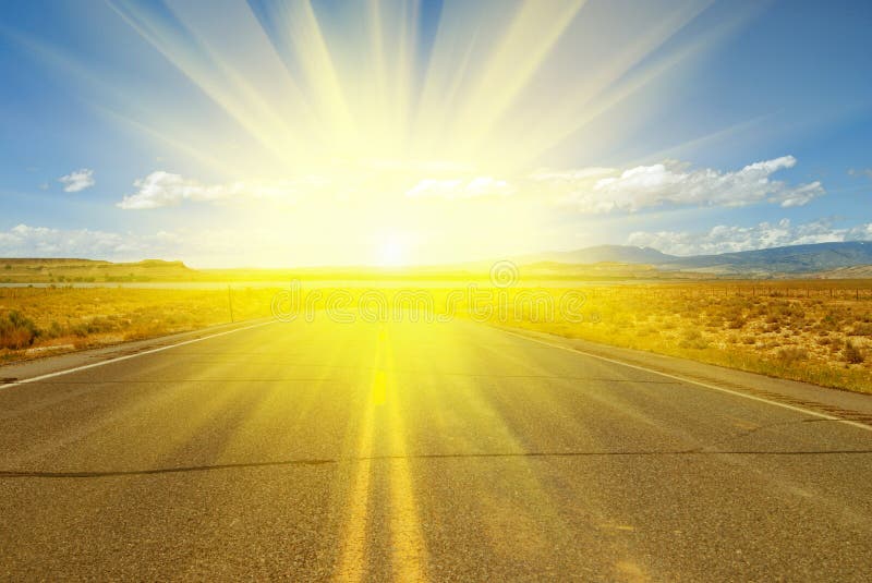 Road to sun stock image. Image of lawn, asphalt, escape - 25054555