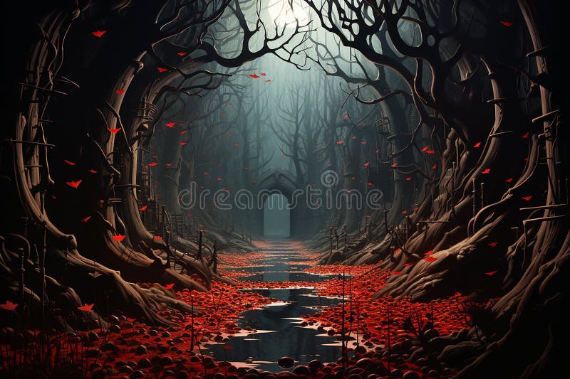The road to the underworld stock illustration. Illustration of forest ...
