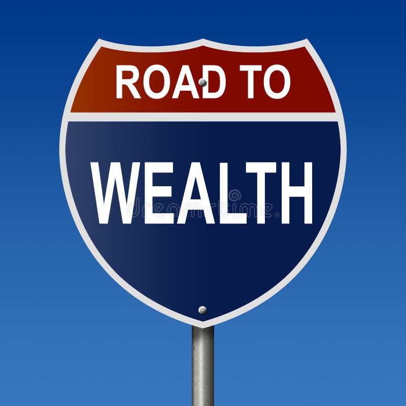 Road to Wealth sign stock illustration. Illustration of graphic - 150622657