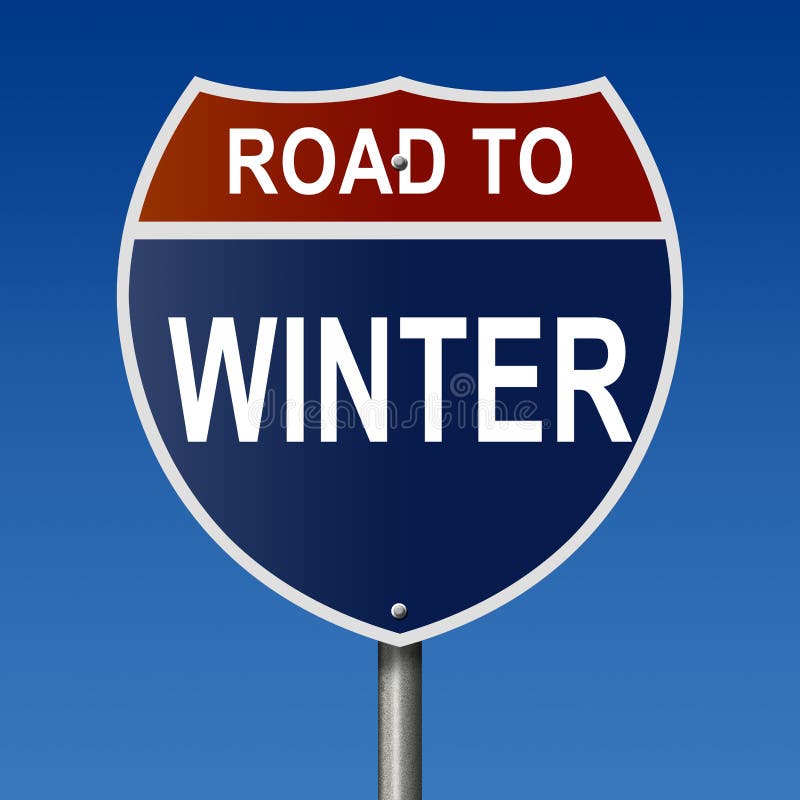 Road to Winter sign stock illustration. Illustration of frost - 150622658