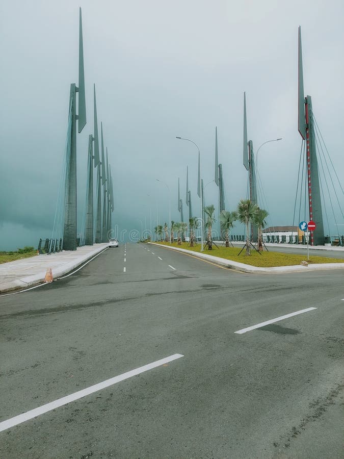 Road and Tower with Scenic Sky in a Sunny Day Stock Photo - Image of ...