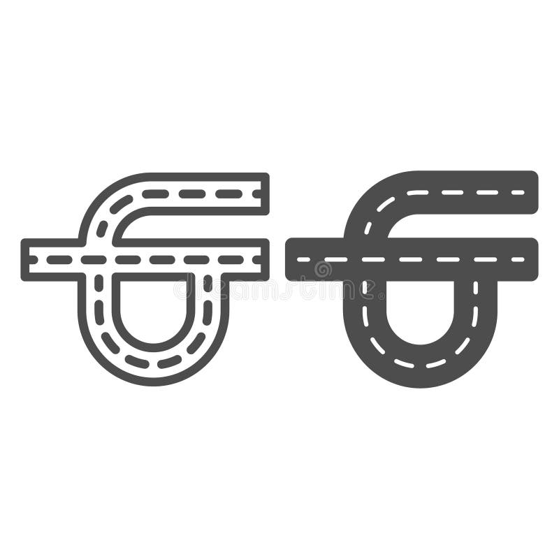 Road with Track Exit and Loop Line and Solid Icon, Making Road Concept ...