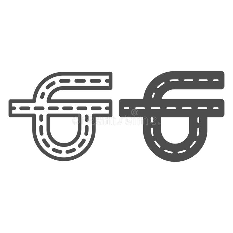 Road with Track Exit and Loop Line and Solid Icon, Making Road Concept ...