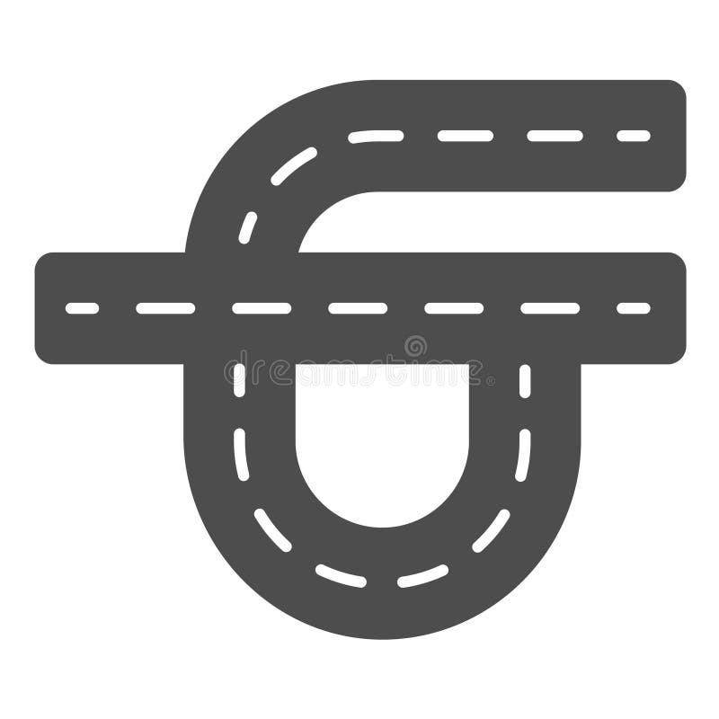 Road with Track Exit and Loop Solid Icon, Making Road Concept. Vector ...