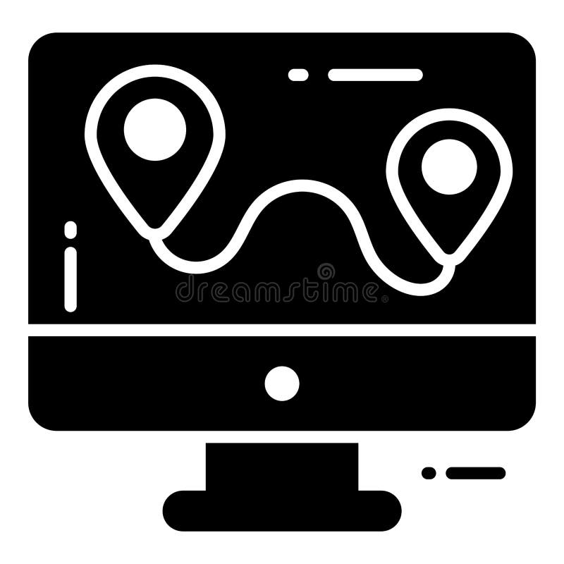 Road Tracking Glyph Icon, Map and Location Icon Stock Vector ...
