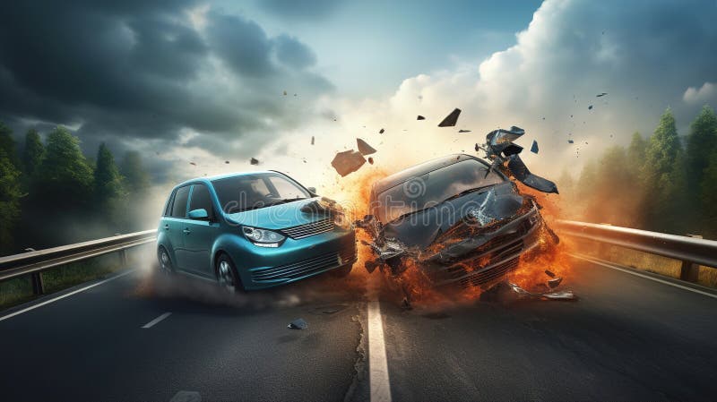 Road Traffic Accident of Two Cars on the Road. Stock Image - Image of ...
