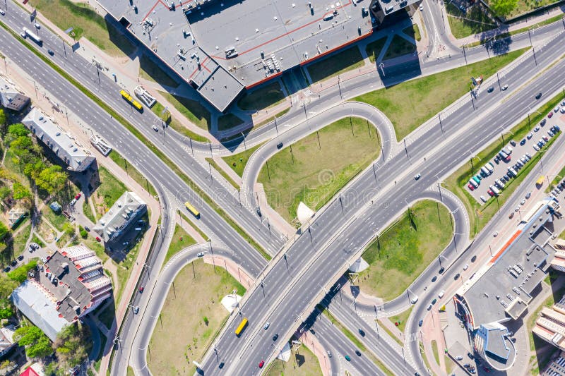 Road Traffic in the City. Aerial View Stock Photo - Image of building ...