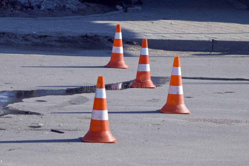 Road Traffic Cone on Accident Site Stock Image - Image of bright ...