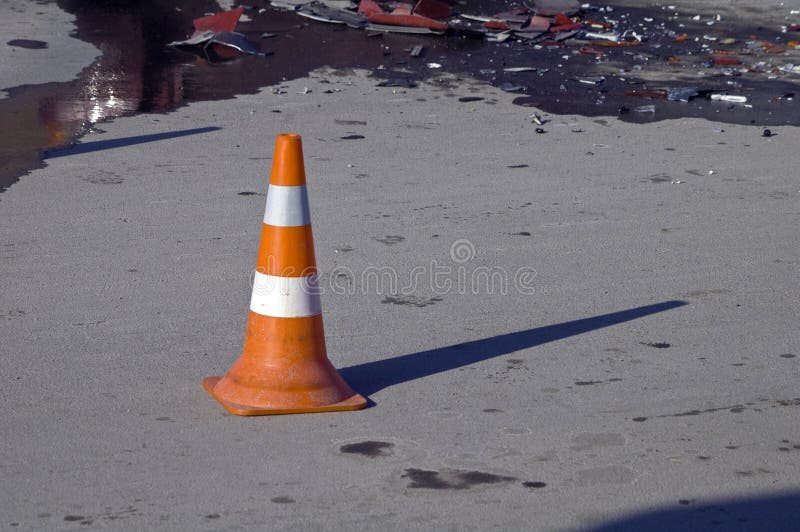 Road Traffic Cone on Accident Site Stock Photo - Image of accuracy ...