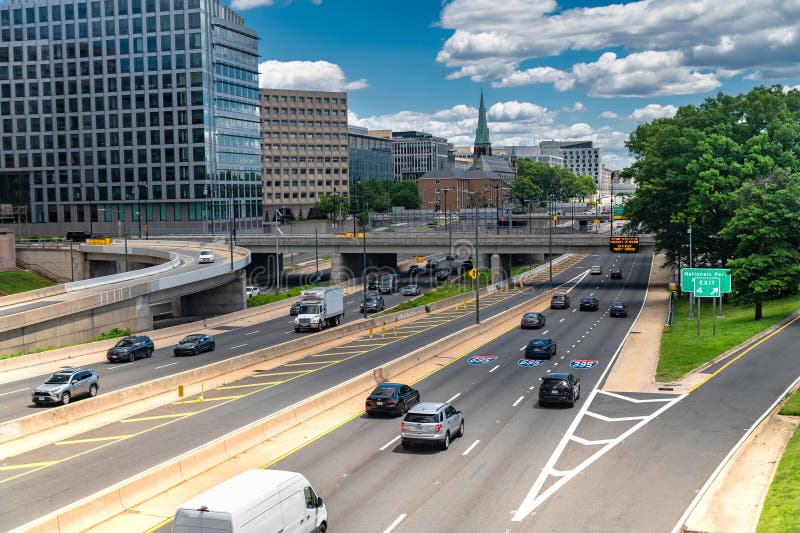 Road and Traffic on a Highway in Downtown Washington, DC, USA Editorial ...